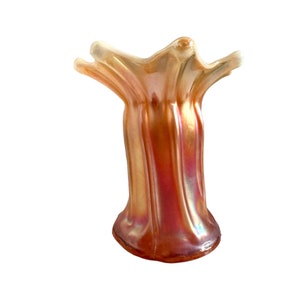 Antique Dugan Wide Rib Peach Opal Carnival Glass Vase Spittoon Shape 6 ...