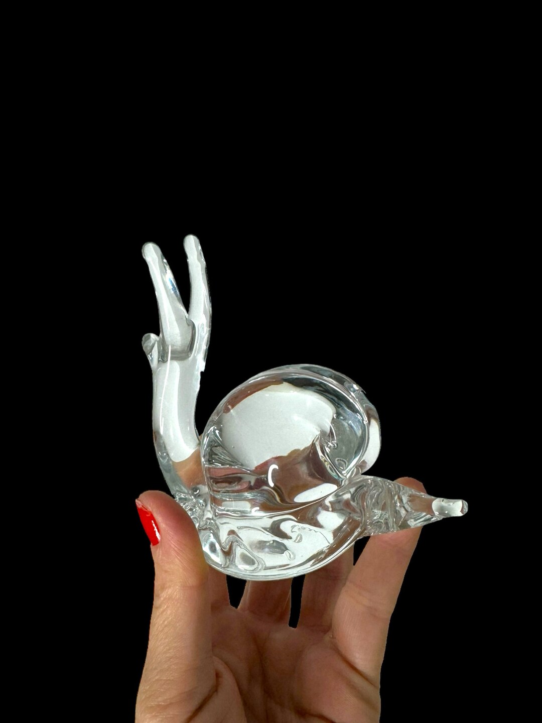 Art Glass Clear Snail Figurine Paperweight/signed - Etsy