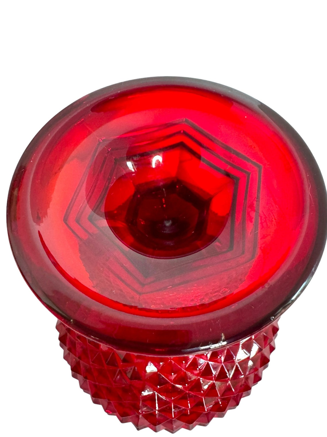 Vintage Westmoreland Ruby Red Diamond Point Sawtooth Edge Glass Lidded ...