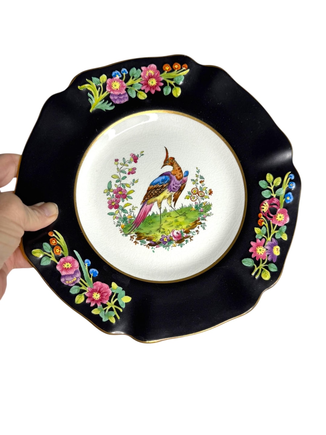 Antique Copeland Late Spode Chelsea Bird 9” Decorative Plate/ Scalloped ...