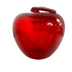 Handblown Art Glass Red Apple Paperweight/large Paperweight/home Accent ...