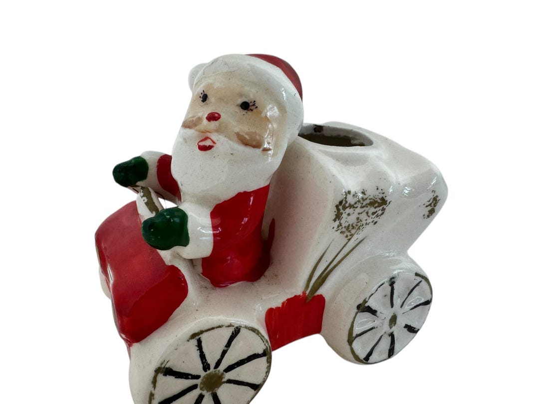 Vintage Commodore Santa Claus Driving Car Candle Holder, Mid- Century ...