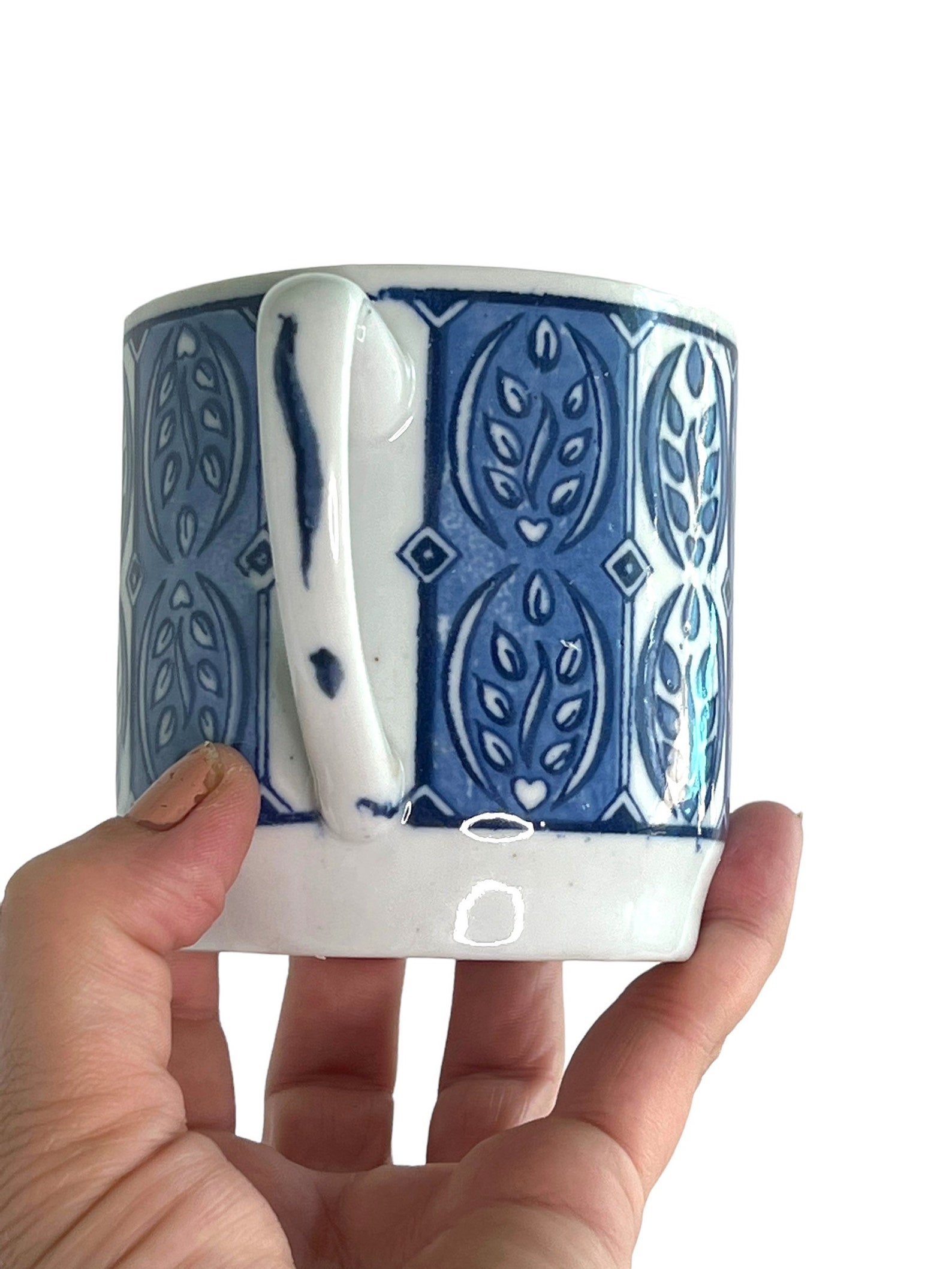 William Sonoma IDG Blue and White Chinoiserie Lidded Coffee Mug/coffee ...