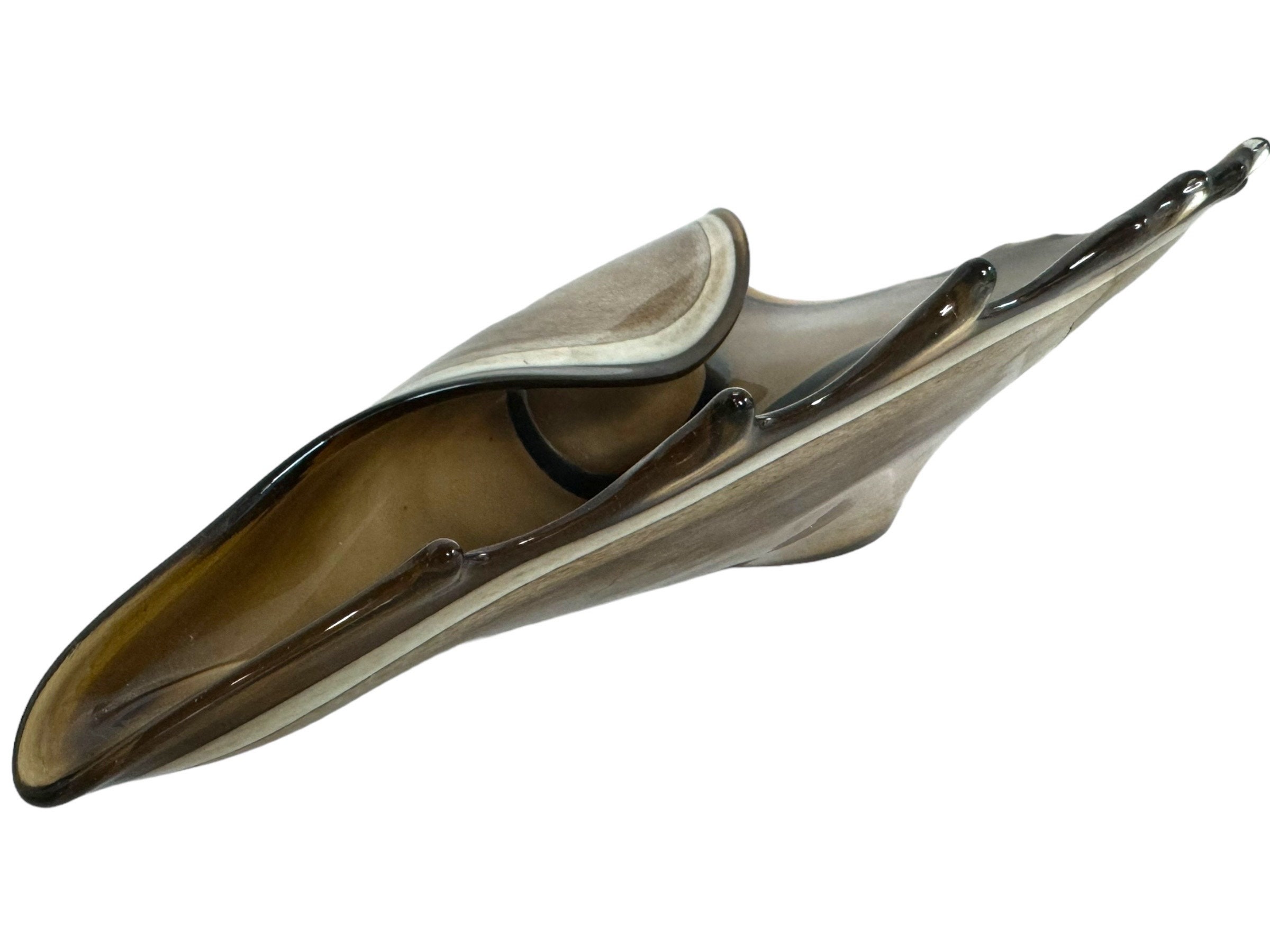 Vintage Art Glass Abstract Shell Bowl/earthtones With Black/wave Bowl ...