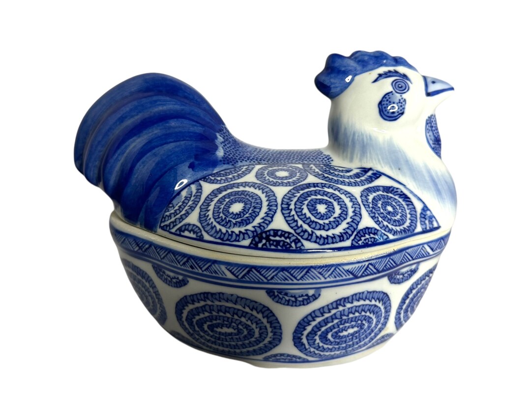 Vintage Blue and White Hen on Nest/asian Sitting Hen Covered Dish - Etsy