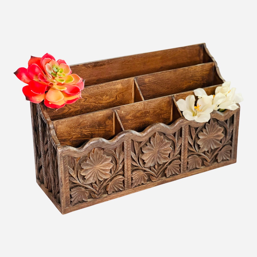 Vintage Faux Wood Floral Desk Organizer/lerner Thermoplastic /floral ...