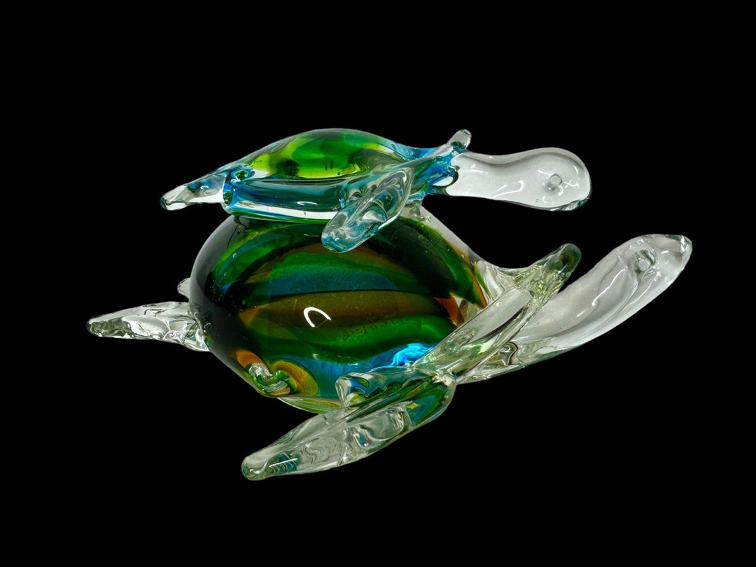 Art Glass Sea Turtles / Mother and Baby Turtle/turtle Figurine/father ...