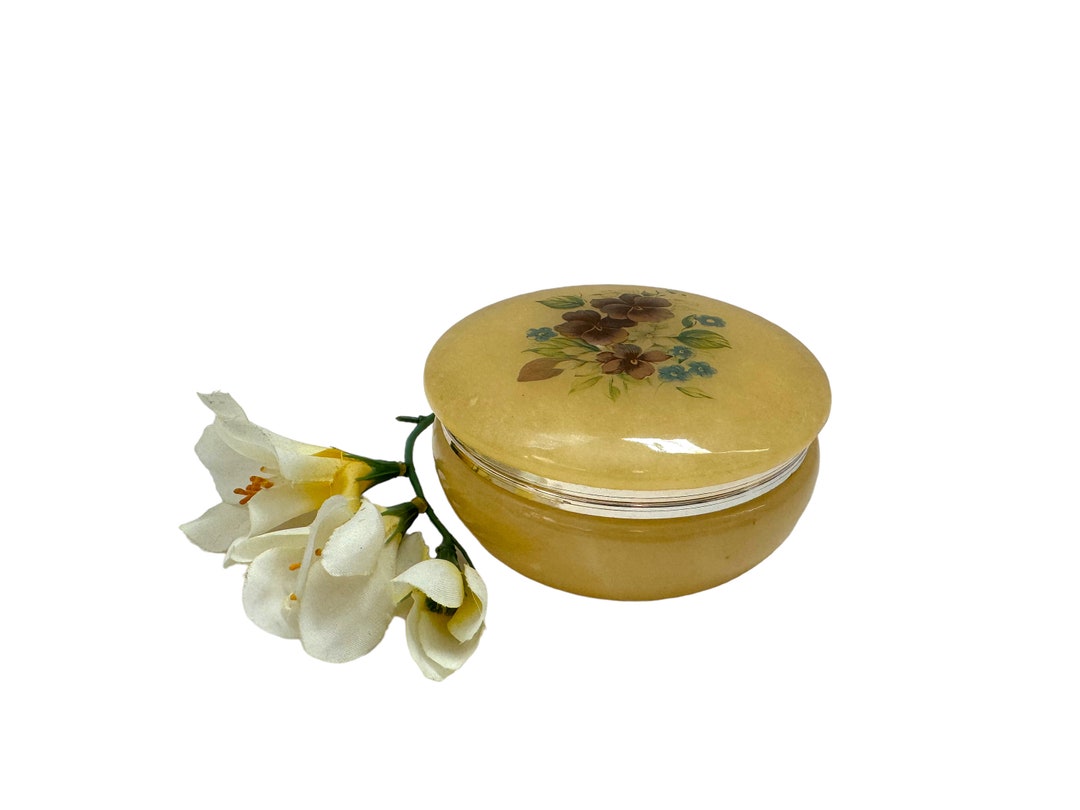 Vintage Italian Alabaster Powder Box/trinket Box /lidded Jewelry Box - Etsy
