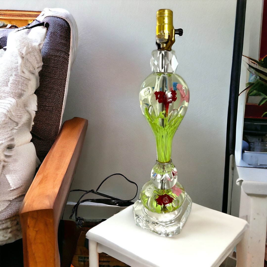 American St Clair Millefleur Glass Paperweight Table Lamp/mid 20th ...