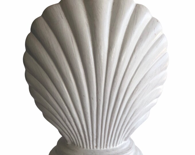 80s Revival/ Art Deco Coastal Beach Scalloped Shell Table Lamp White - Etsy