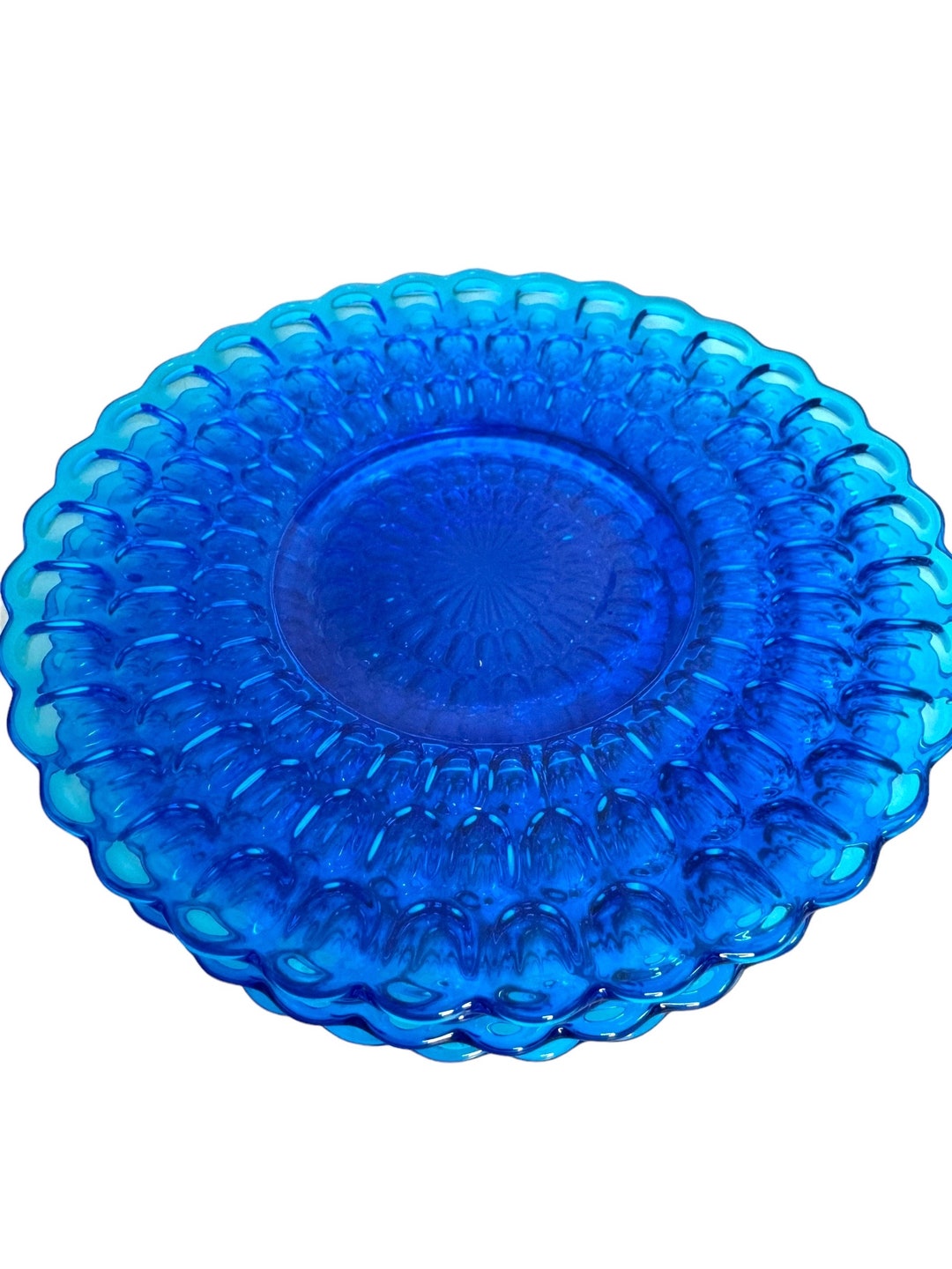 Fenton Colonial Blue Thumbprint 8.5”plates/set of 4/luncheon Plates - Etsy