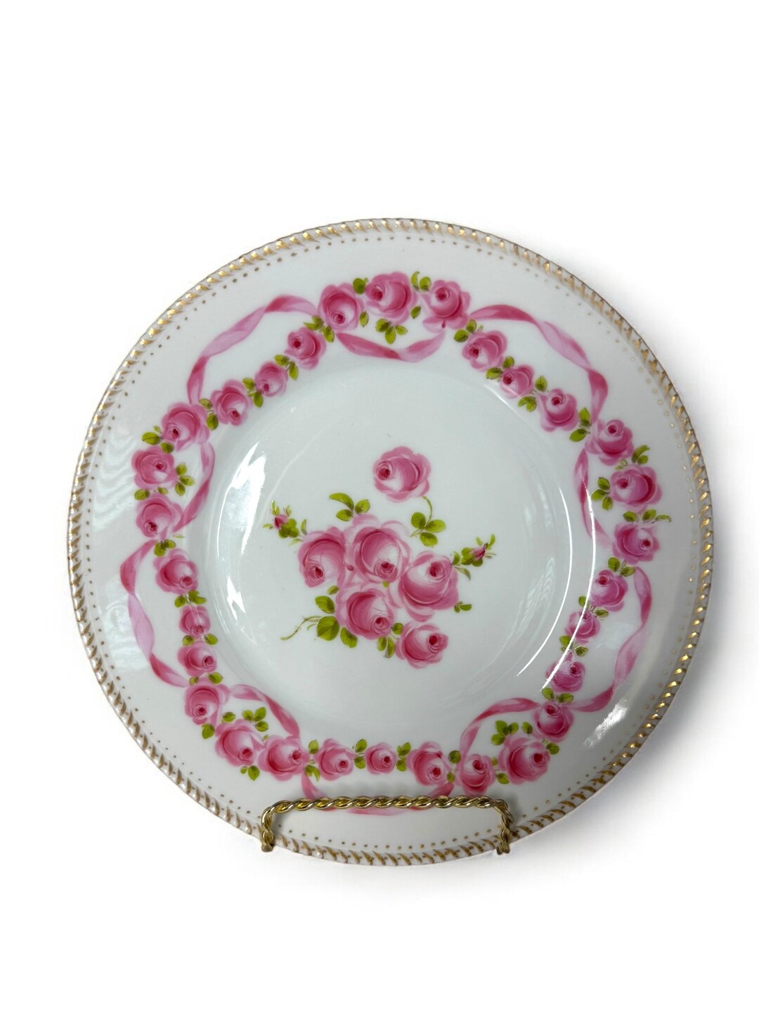 Antique Dresden Rose Floral Plate /german Porcelain Floral Plate ...