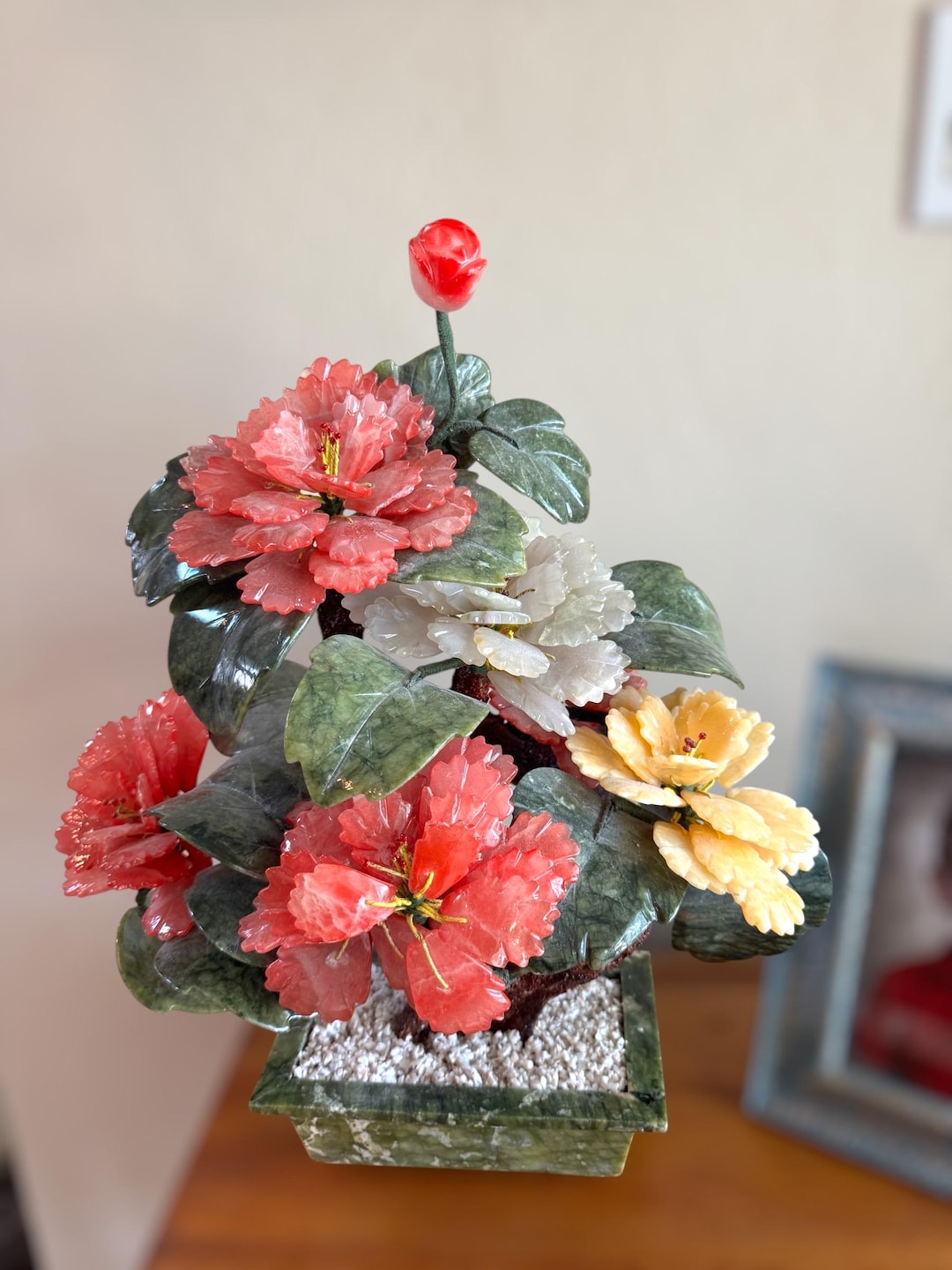 Vintage Chinese Large Jade Polished Stone Tree/bonsai Tree, Hand Carved ...