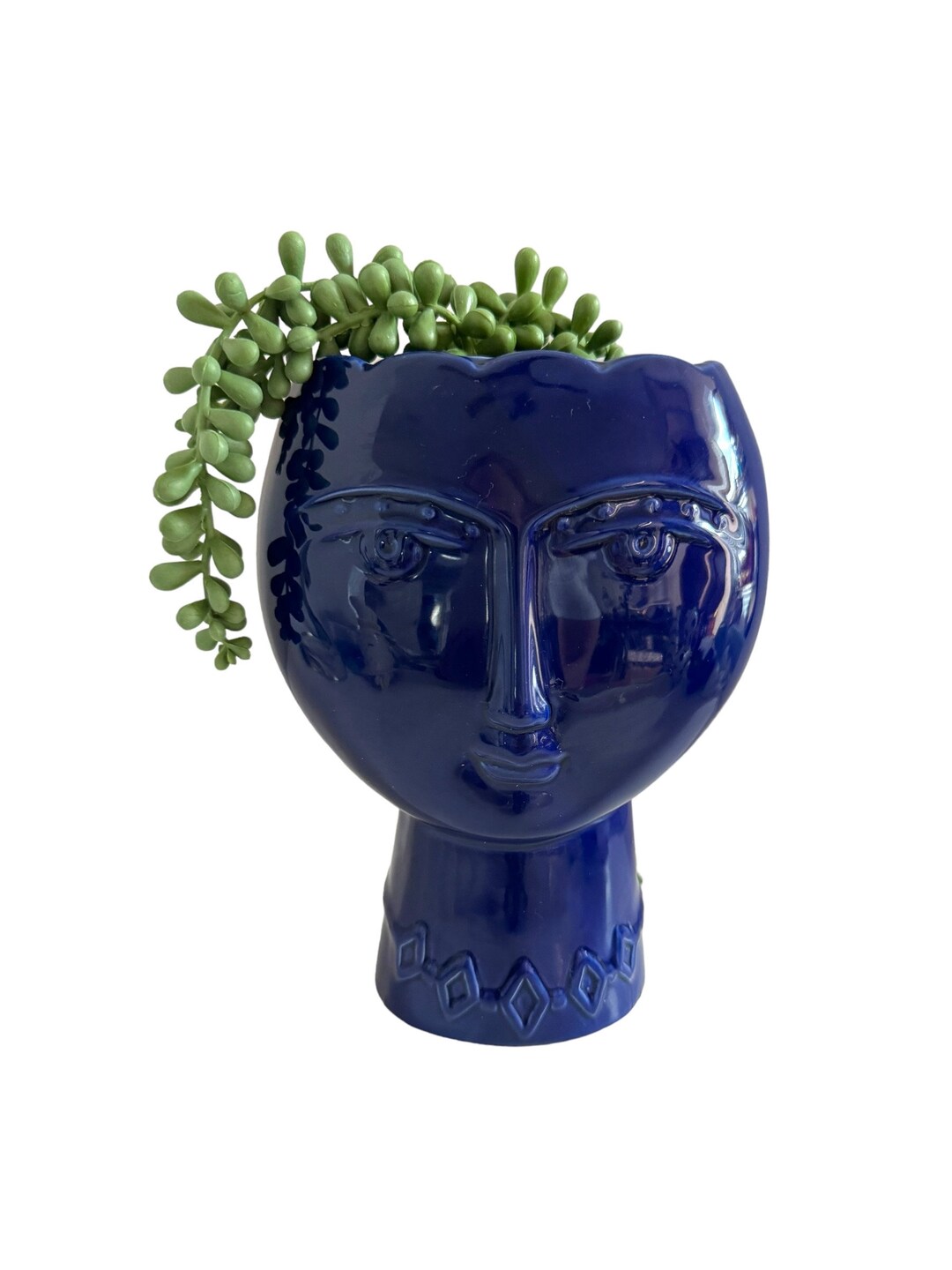 Vintage Cobalt Blue Ceramic Post Modern Face Vase/head Vase - Etsy
