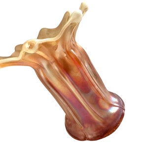 Antique Dugan Wide Rib Peach Opal Carnival Glass Vase Spittoon Shape 6 ...