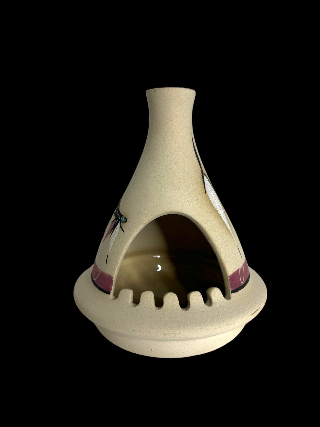 Native American Pottery Teepee Candle Incense Burner Desert Decor ...