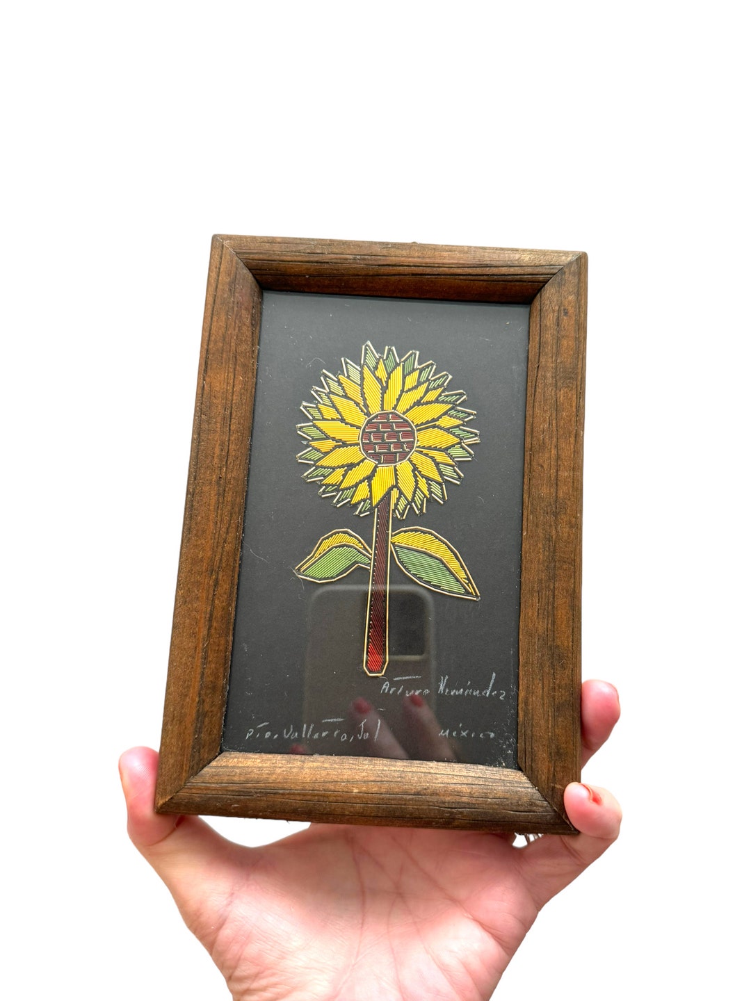 Mexican String Art Framed Sunflower/signed/wall Decor - Etsy