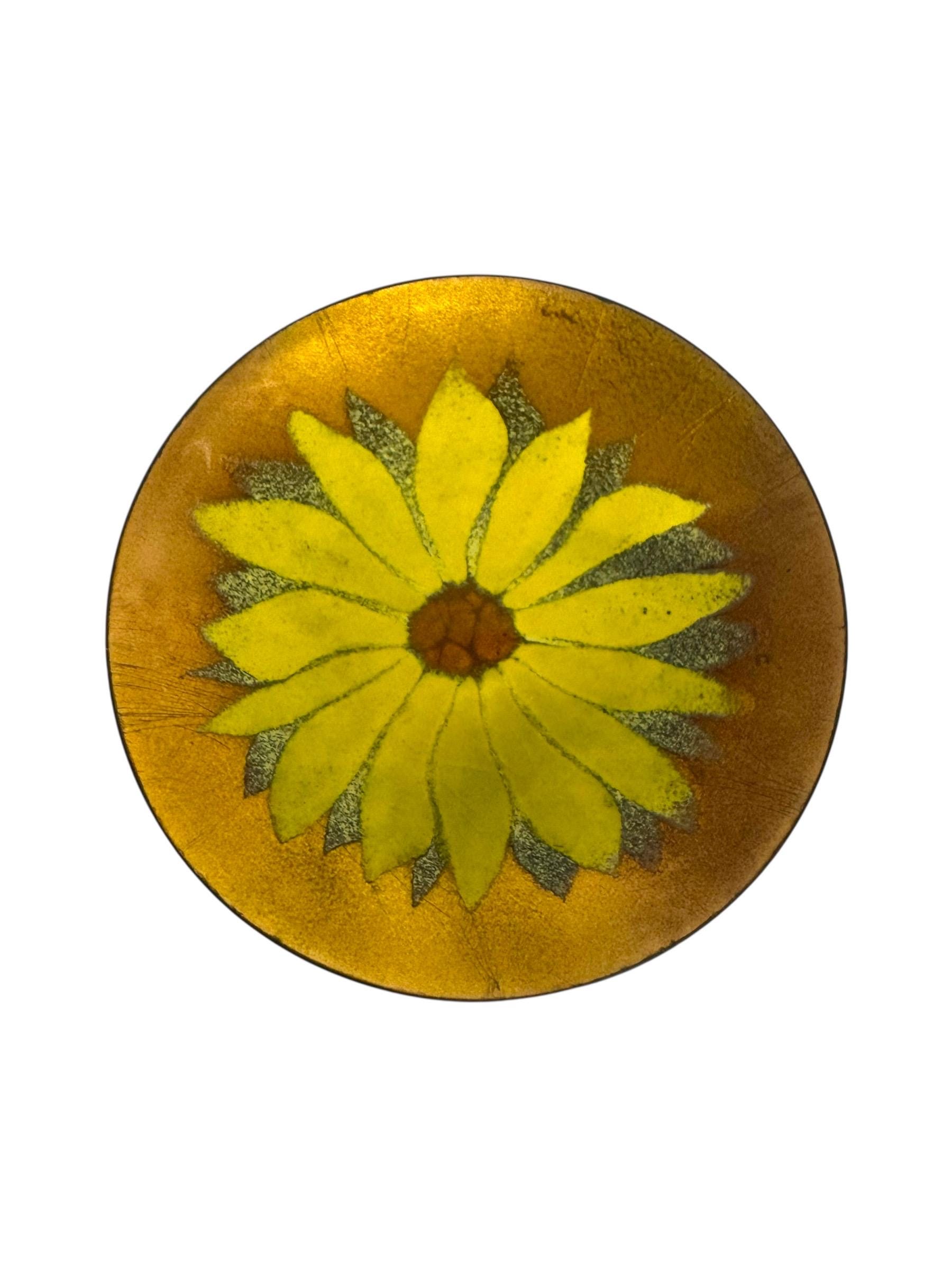 Bovano of Cheshire Enamel on Copper Gold Sunflower Decorative Trinket ...