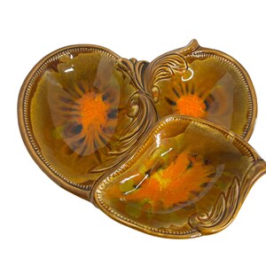 Ccil Style California Pottery Snack Bowl/autumn Leaf Chips and Dip ...