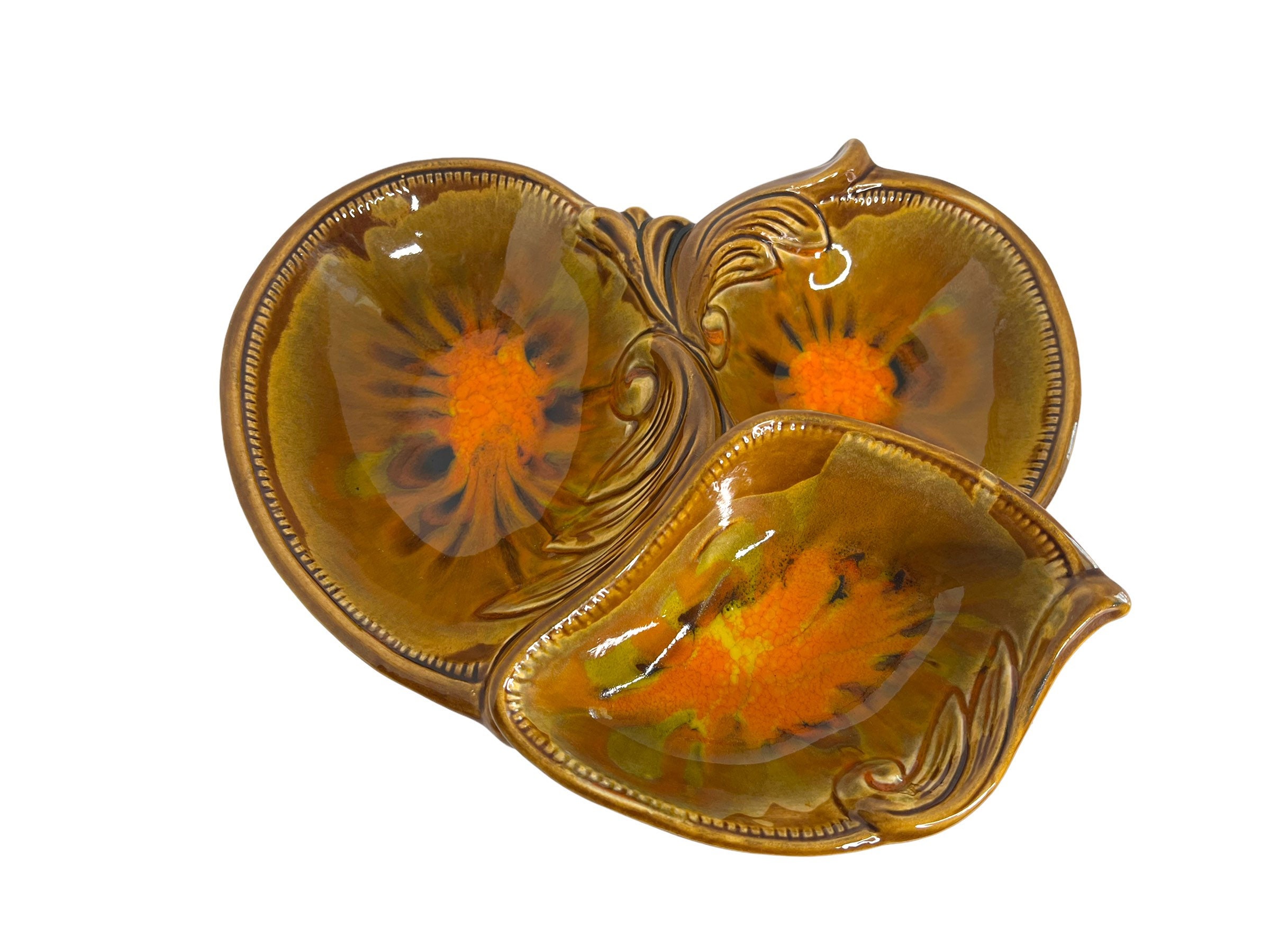 Ccil Style California Pottery Snack Bowl/autumn Leaf Chips and Dip ...
