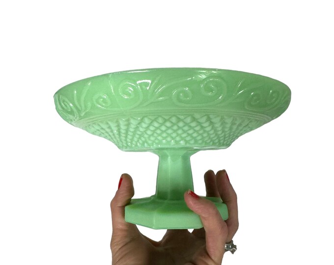 Jadeite Retro Pedestal Candy Bowl/jade Candy Dish /retro Dinnerware ...