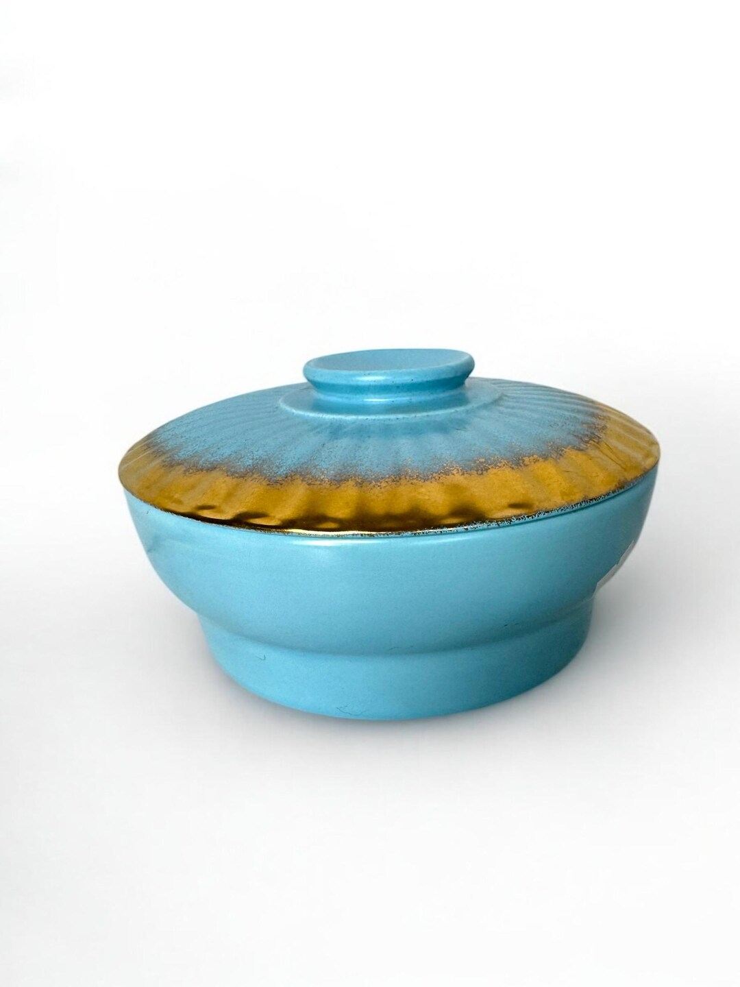 Vintage Northington USA Pottery Robins Egg Turquoise Blue and Gold ...