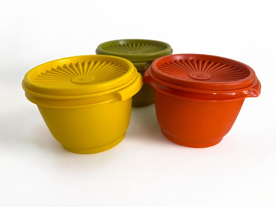 Vintage Tupperware Harvest 3 Bowl Servalier Set 3.5" X 5" Autumn ...