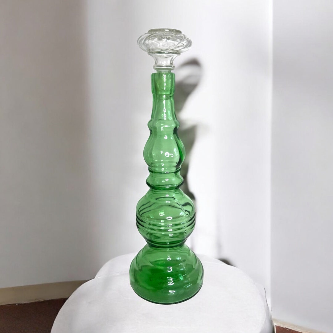 Vintage Green Italian Cevin Table Wine Bottle /chianti Bottle/candle ...