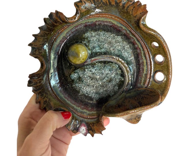 Vintage John Cheer Studio Clay Pottery Glass Fused Glazed Wall Art ...