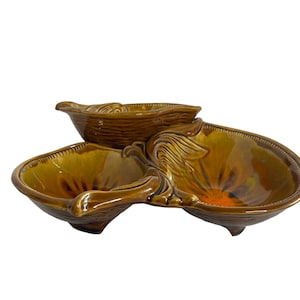 Ccil Style California Pottery Snack Bowl/autumn Leaf Chips and Dip ...