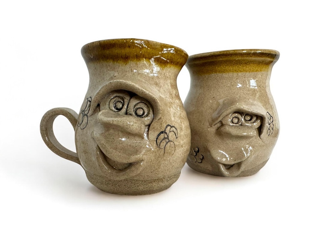 Ugly Face/funny Face Pottery Cream and Sugar Set/gift/collectible ...