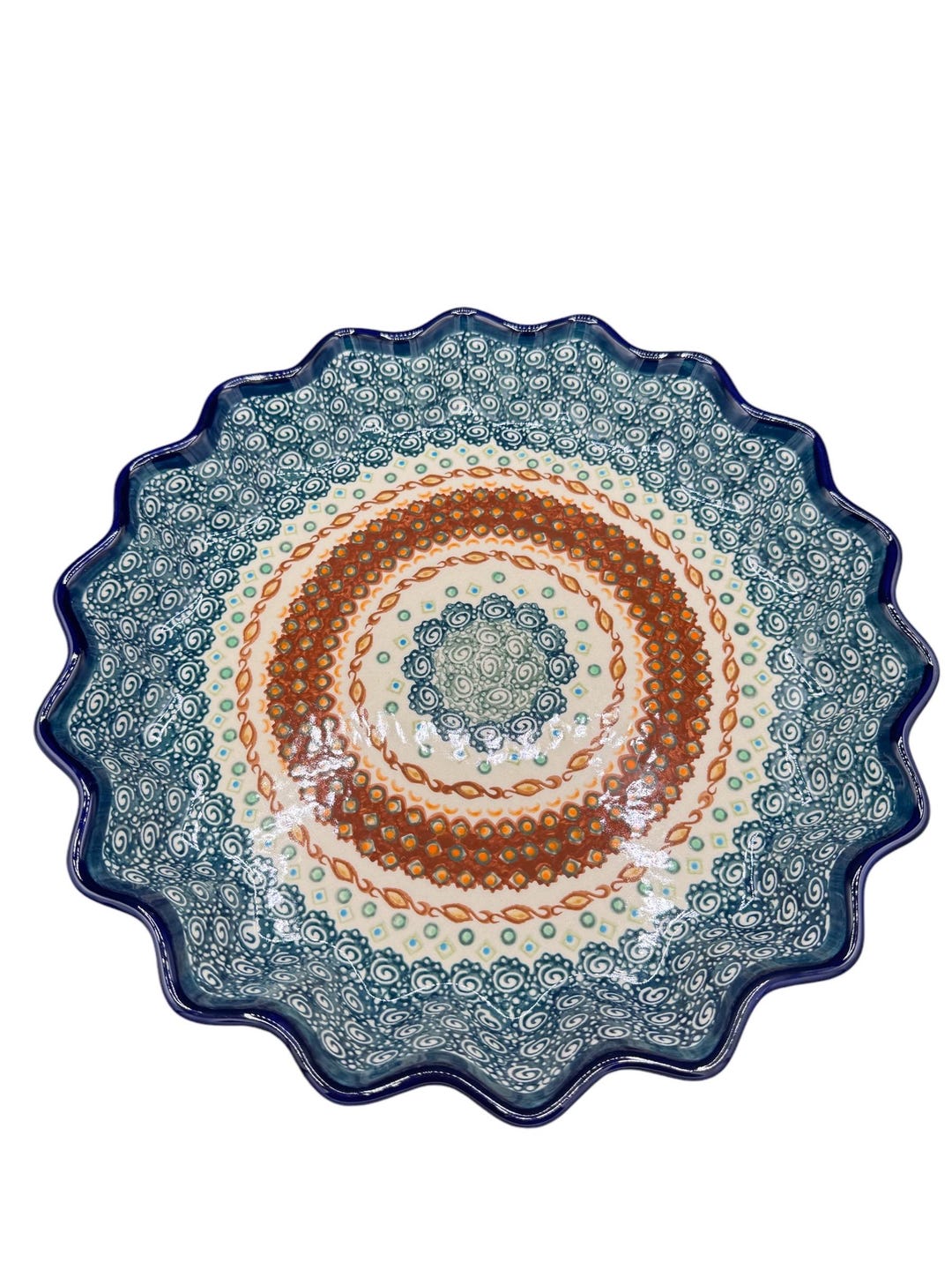 Polish Pottery Fluted Pie Plate /pie Dish /quiche Dish/unikat Artchoke ...