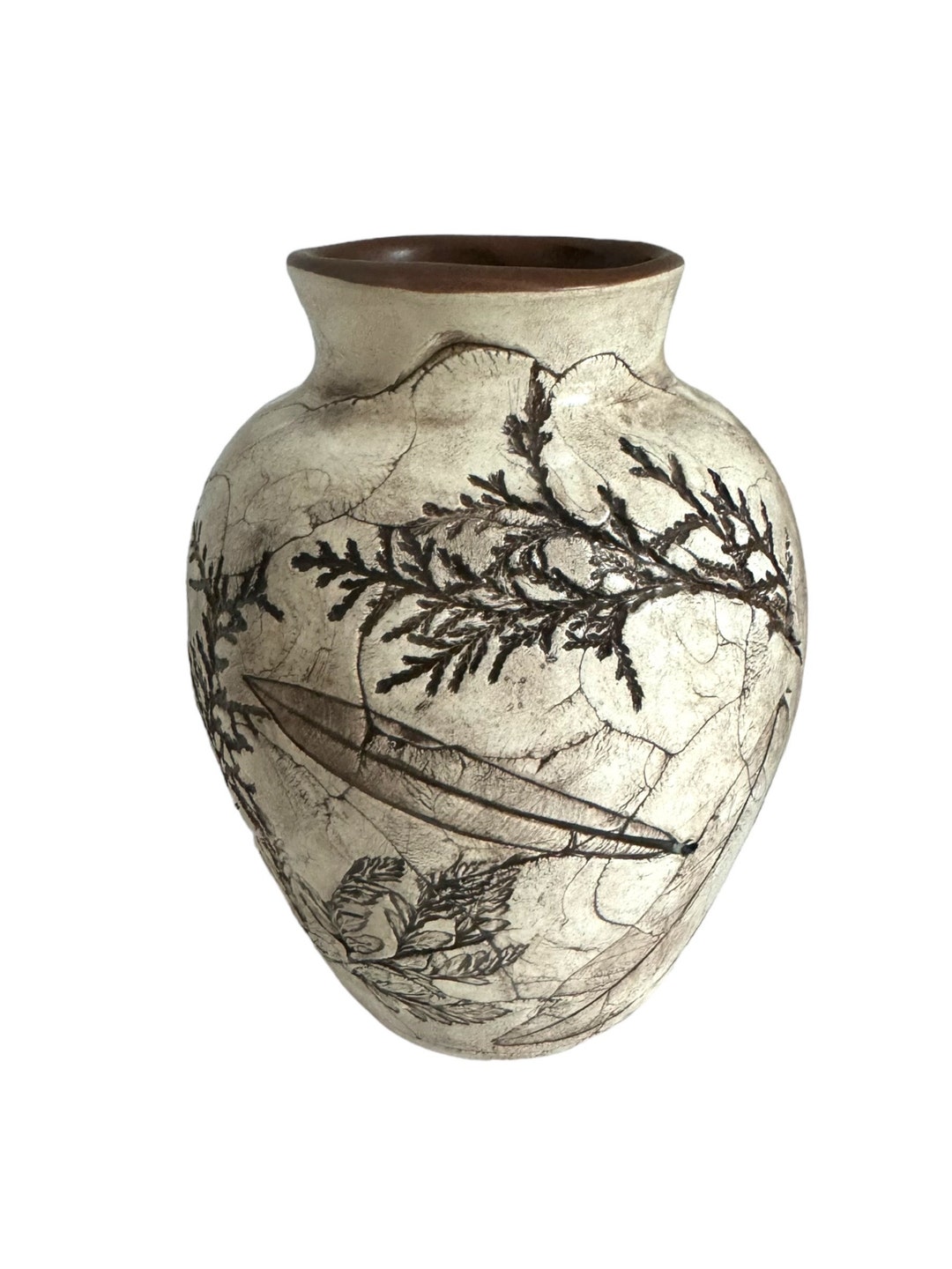 Vintage Art Pottery Getty Fossil Vase/pressed Leaf Vase/organic Decor ...