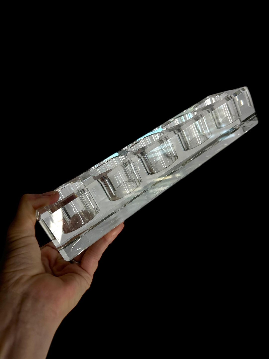 Vintage Reed and Barton Crystal Candleholder: Modernist 5-slot ...