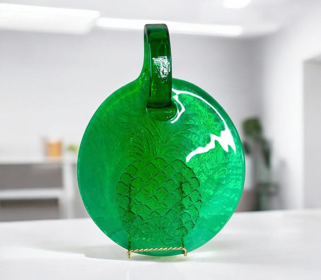 Chet Cole Emerald Green Handmade Glass Pineapple Cheese Charcuterie ...