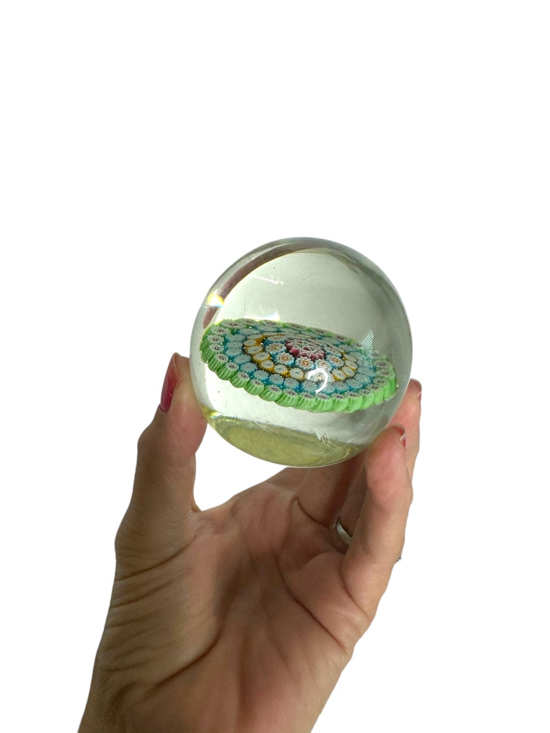 Murano Style Paperweight Vintage Millefiori Tight Clustered Dome ...
