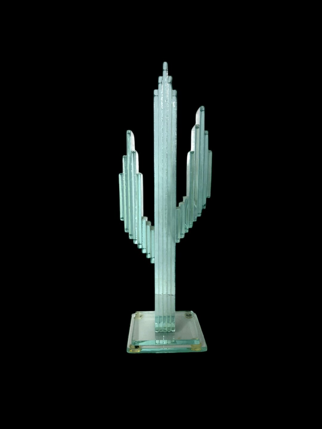 Vertical Glass Cactus/stacked Glass Cactus/saguro Cactus Sculpture ...