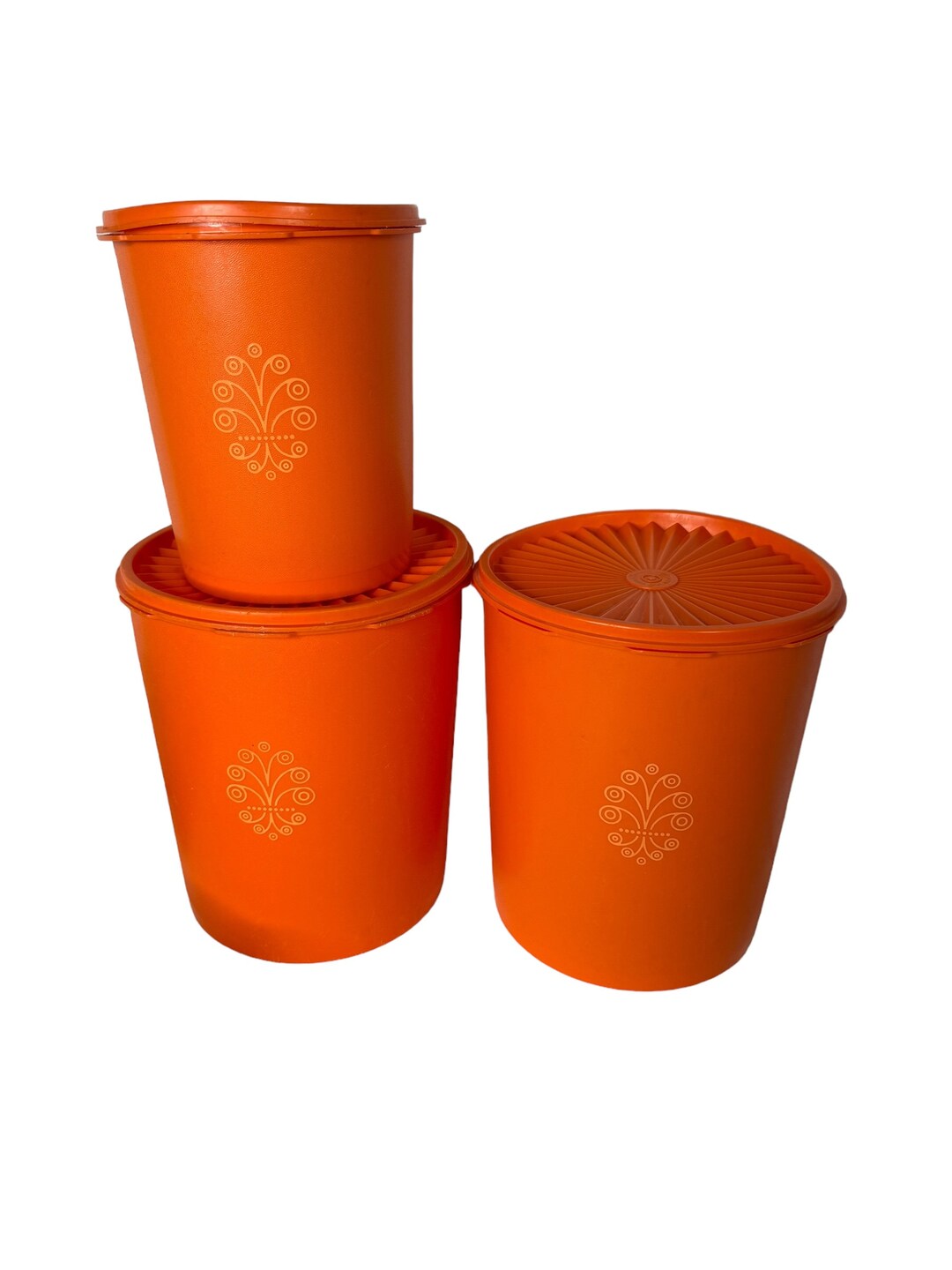 Vintage Tupperware Harvest Orange Kitchen Storage Canister Set ...