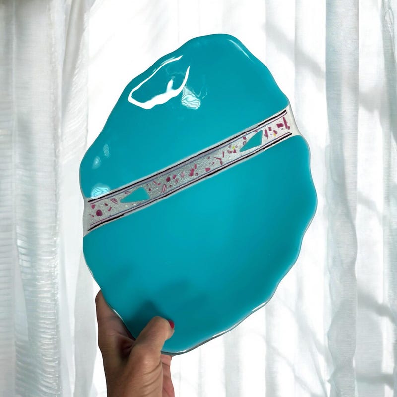 Aqua Glass Plates - Etsy