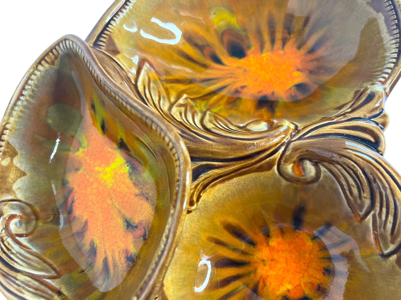 Ccil Style California Pottery Snack Bowl/autumn Leaf Chips and Dip ...