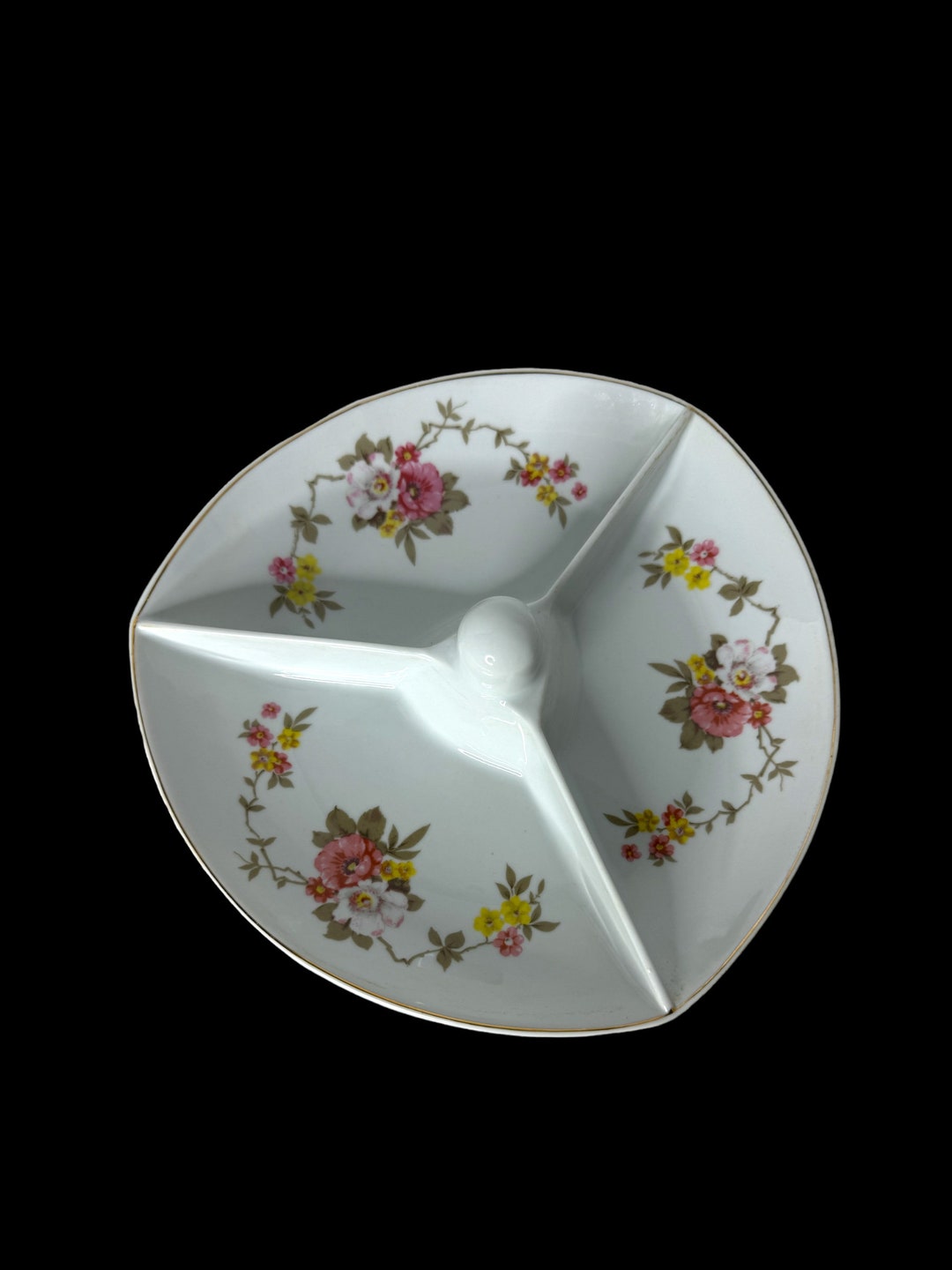 Vintage Leart Porcelain Floral Divided Serving Dish/made in Brazil - Etsy
