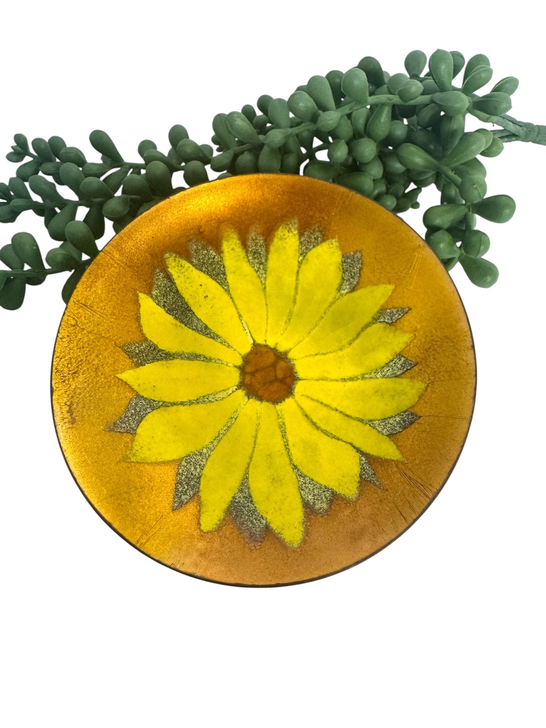 Bovano of Cheshire Enamel on Copper Gold Sunflower Decorative Trinket ...