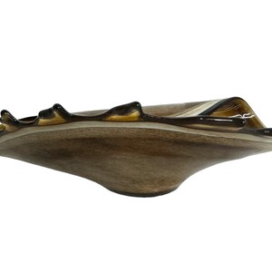 Vintage Art Glass Abstract Shell Bowl/earthtones With Black/wave Bowl ...