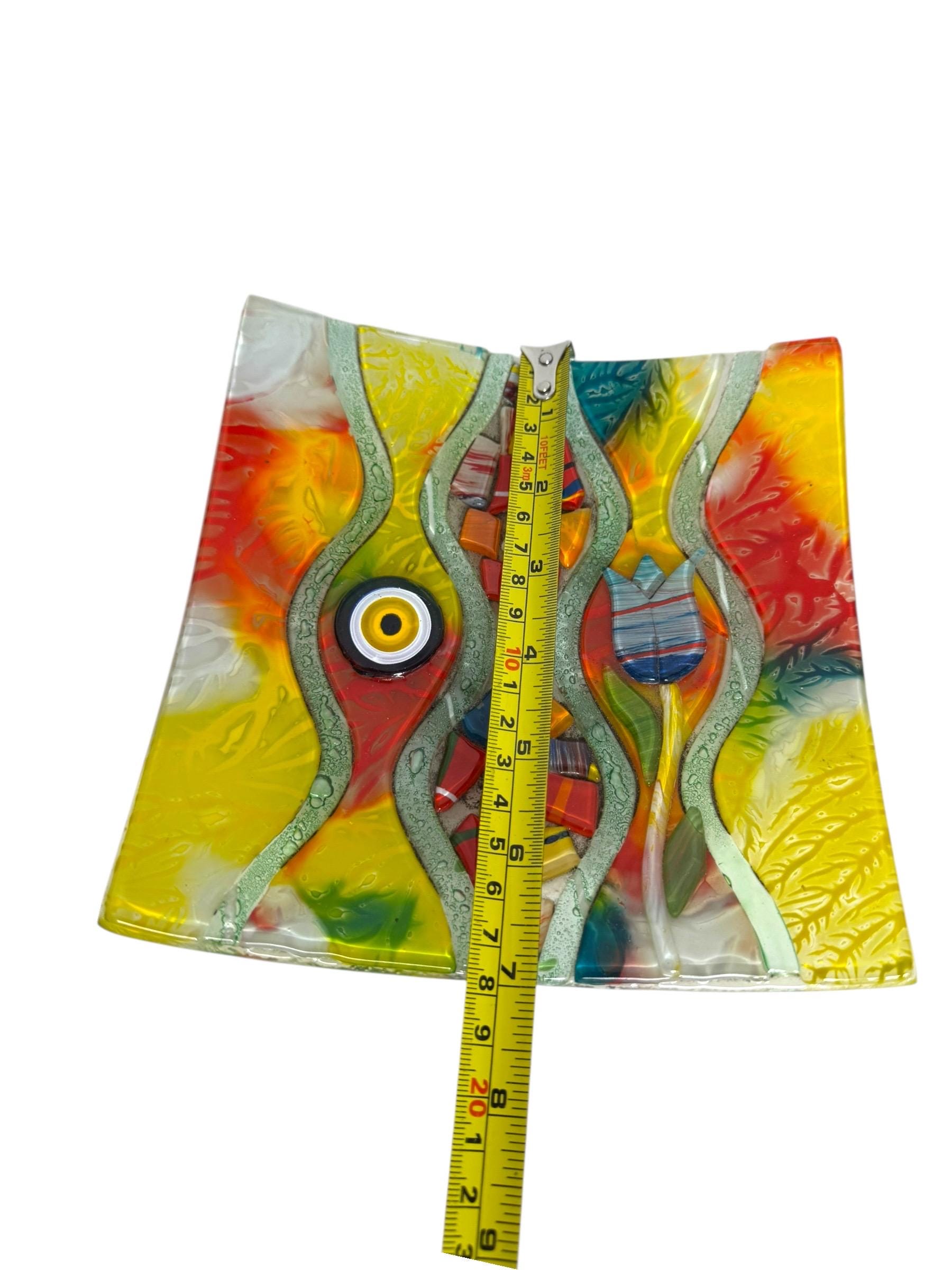 Fused Art Glass Abstract Floral /colorful Art Glass/gift /decorative ...
