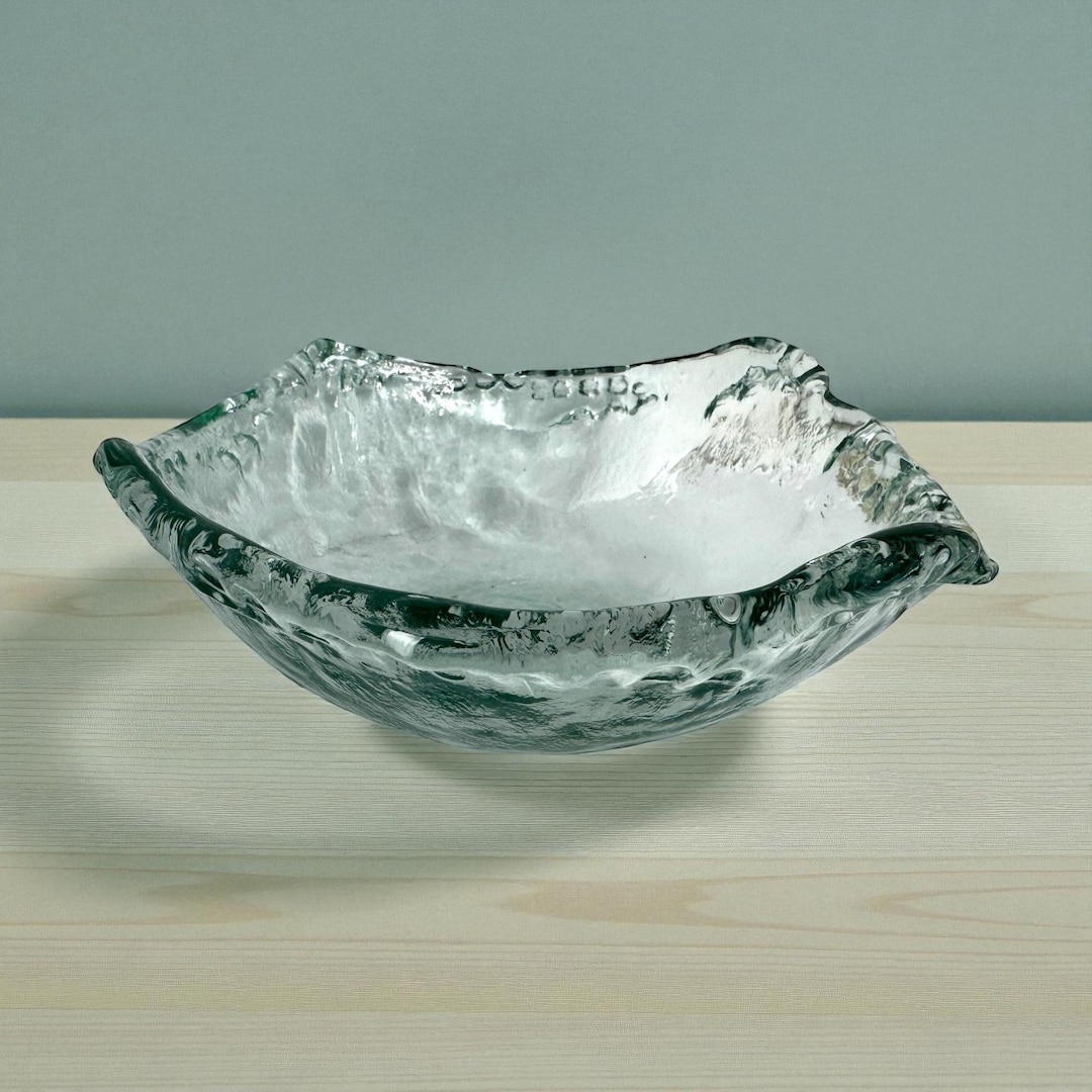 Vintage Recycled Glass Free Form Bowl Spain Eccoglass, Light Sea Glass ...