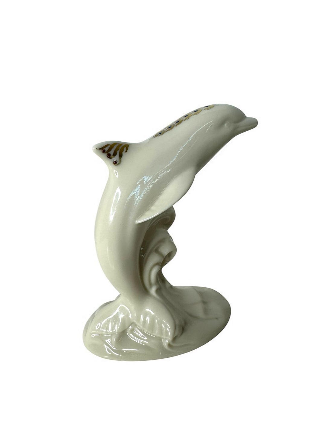 Lenox Dolphin Porcelain Statue Figurine 24K Gold Paint Blue Jewel 1993 ...
