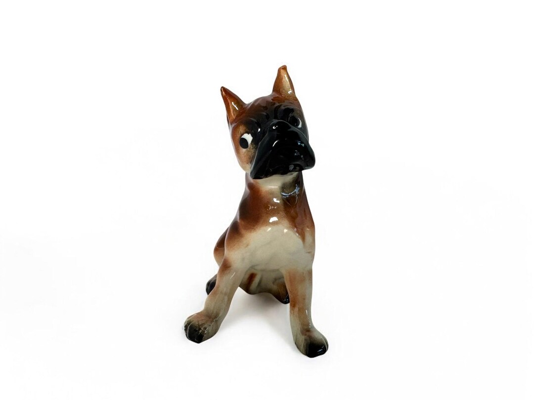 Vintage Ceramic Boxer Dog Figurine/derpy Dog/retro Dog Figurine/signed ...
