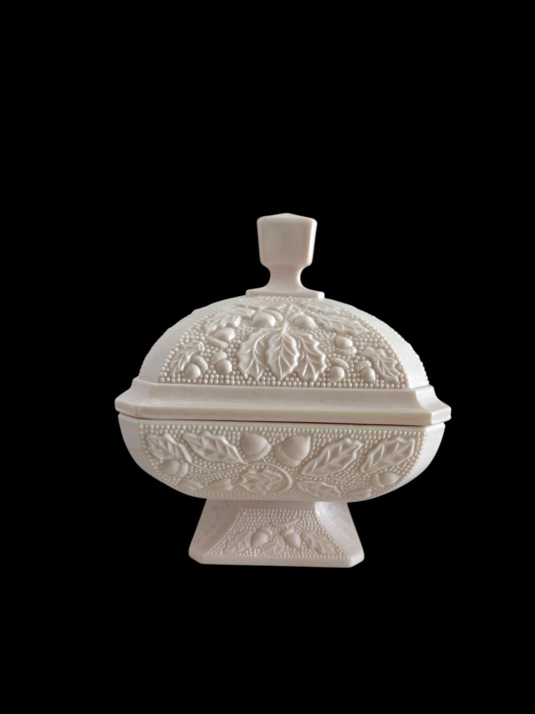 Jeanette Glass Company Shell Pink Milk Glass Lidded Candy Box , Candy ...