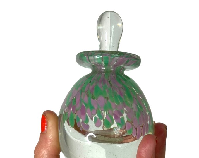 Hand Blown Art Glass Perfume Bottle/ Scent Bottle/pink and Green ...