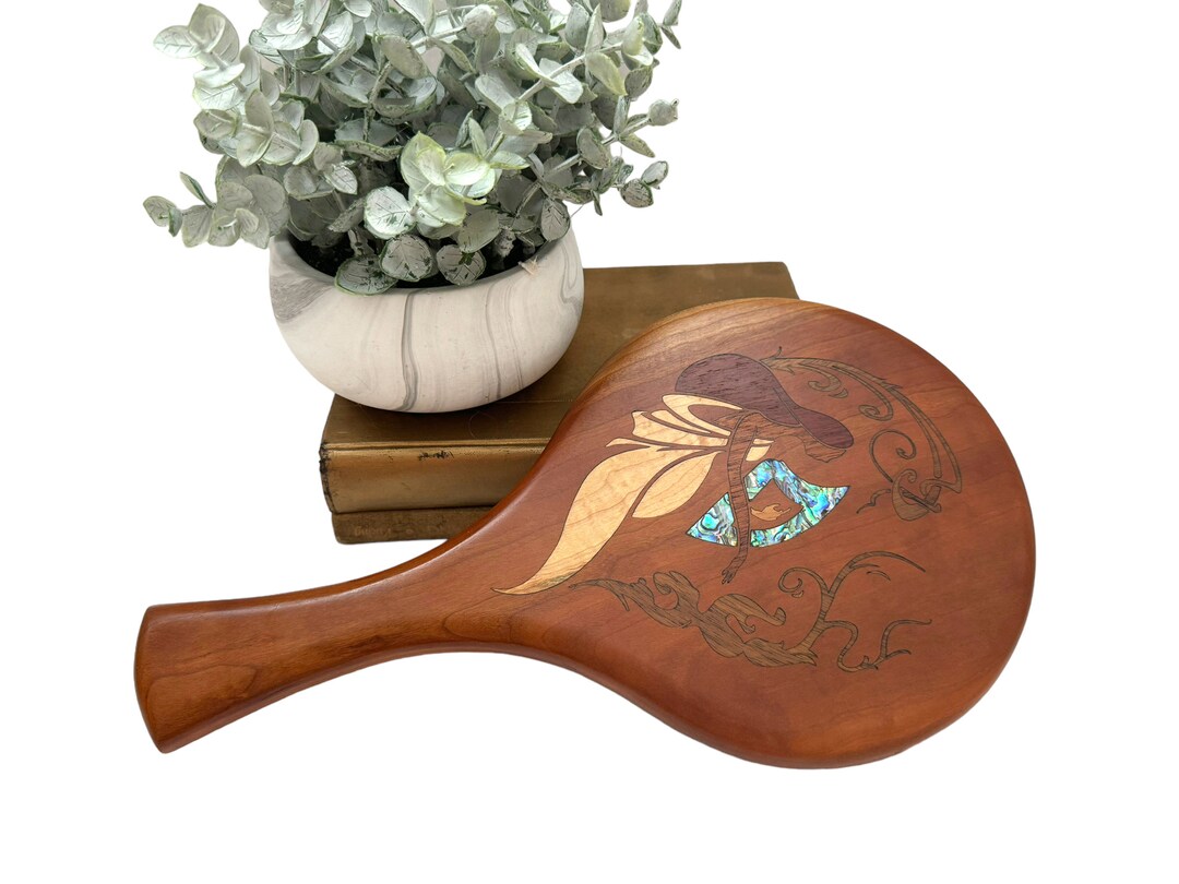 Handmade Wood Hand Held Mirror / Marquetry Hand Held Mirror/beauty ...